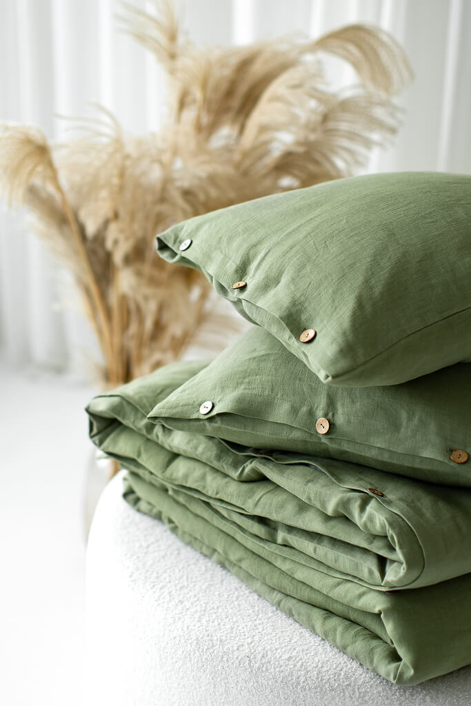 Linen duvet cover - forest green - Soft & Sustainable Bedding - Amber linen